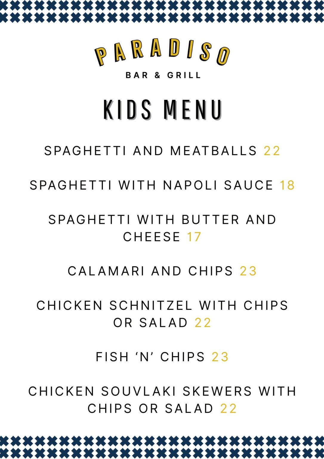 Kids Menu