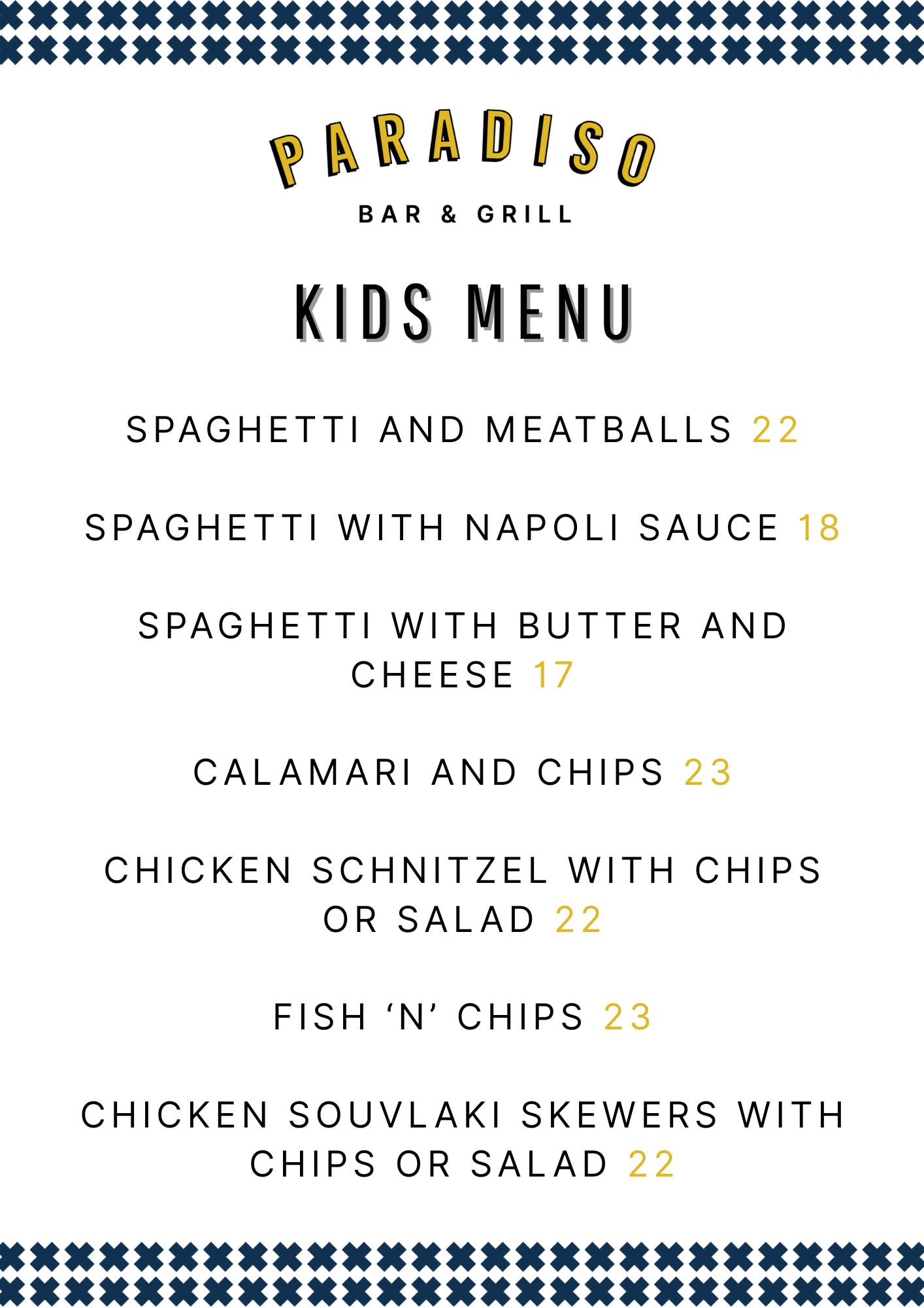 Kids Menu